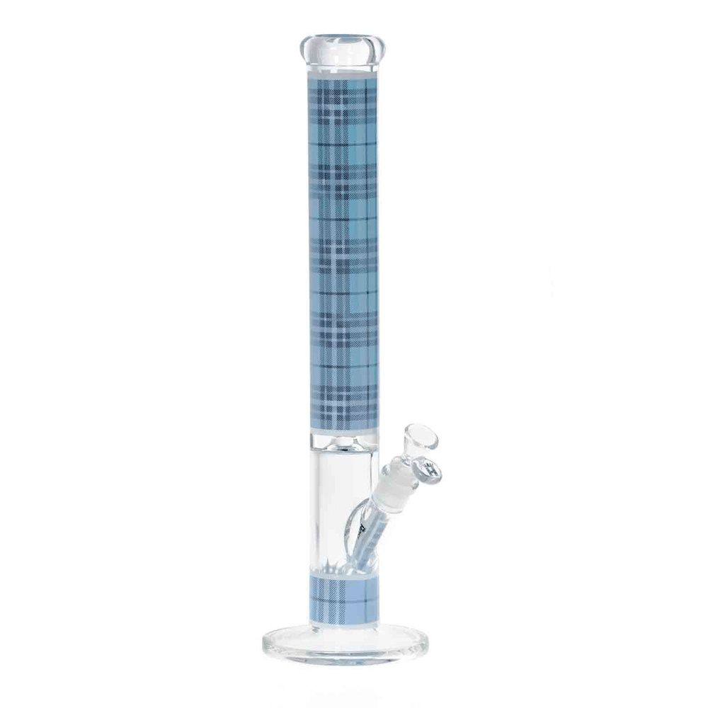 18” Hoss Glass H165 Blue Tartan Straight Tube Bong (5mm) — Bongs Canada