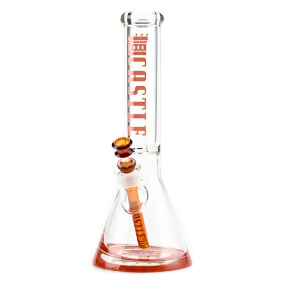 Bong en verre Castle de 14 pouces avec logo coloré (9 mm) - Bongs Canada