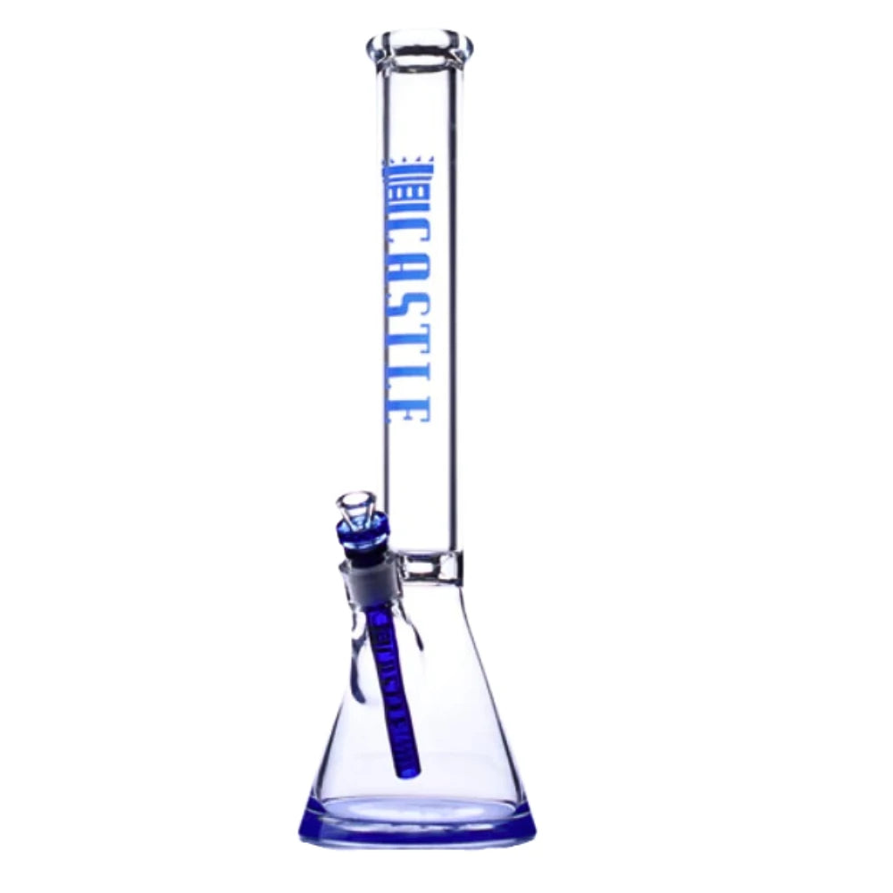 18" Castle Glass Color Logo Beaker Bong (9mm) | Bongs Canada