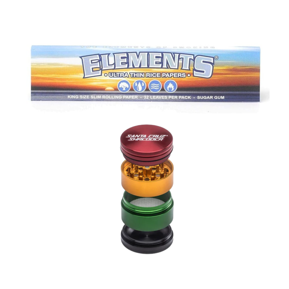 Santa Cruz Aluminum 4 Piece Medium Grinders + Elements King Size Rice ...
